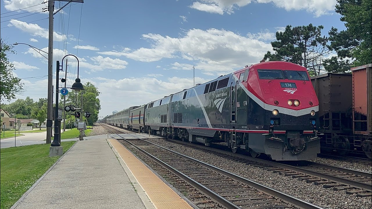 Amtk 174 (phase 7) leads California Zephyr #6 past Brookfield 6/6/24 ...