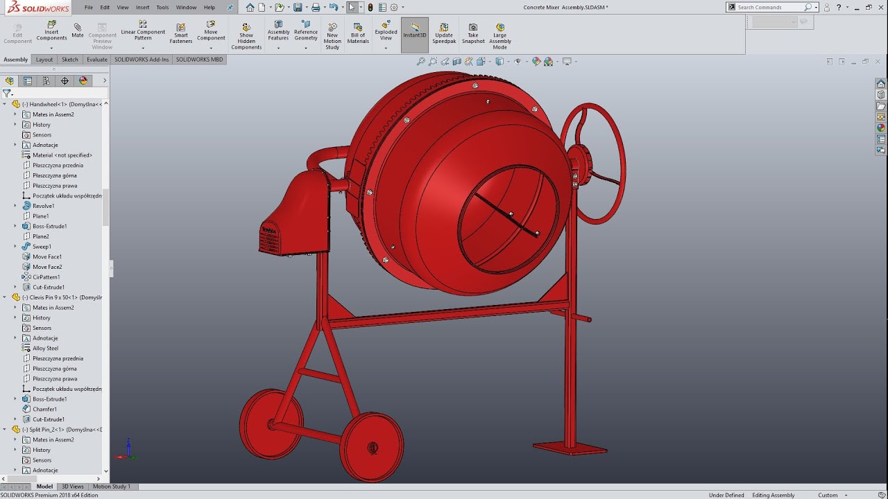SOLIDWORKS 2018 - CONCRETE MIXER - ASSEMBLY - YouTube