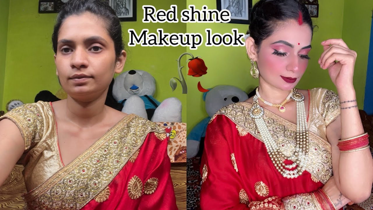 Red Shine Makeup look👀 #makeuplook - YouTube