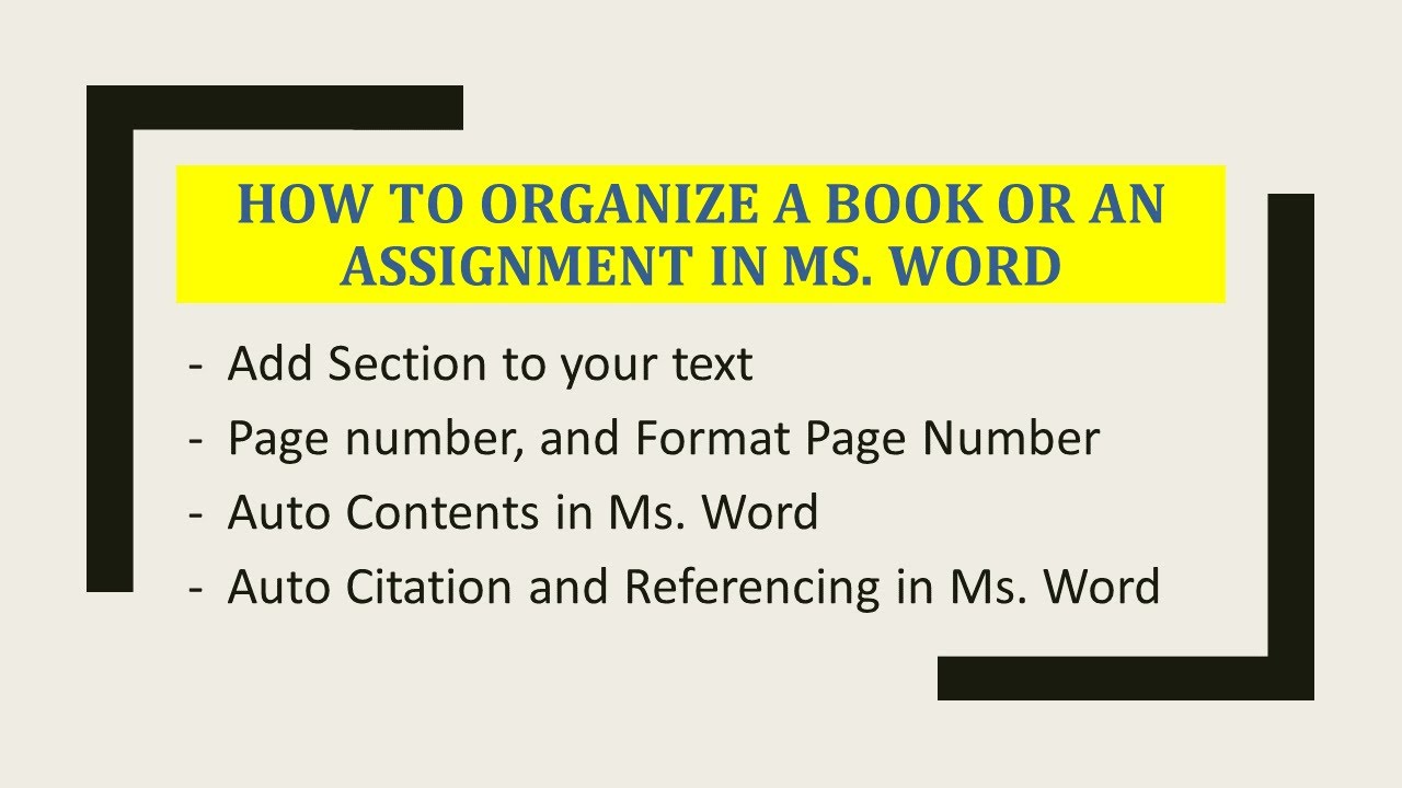 Full Book/Assignment formatting in Ms. Word - YouTube