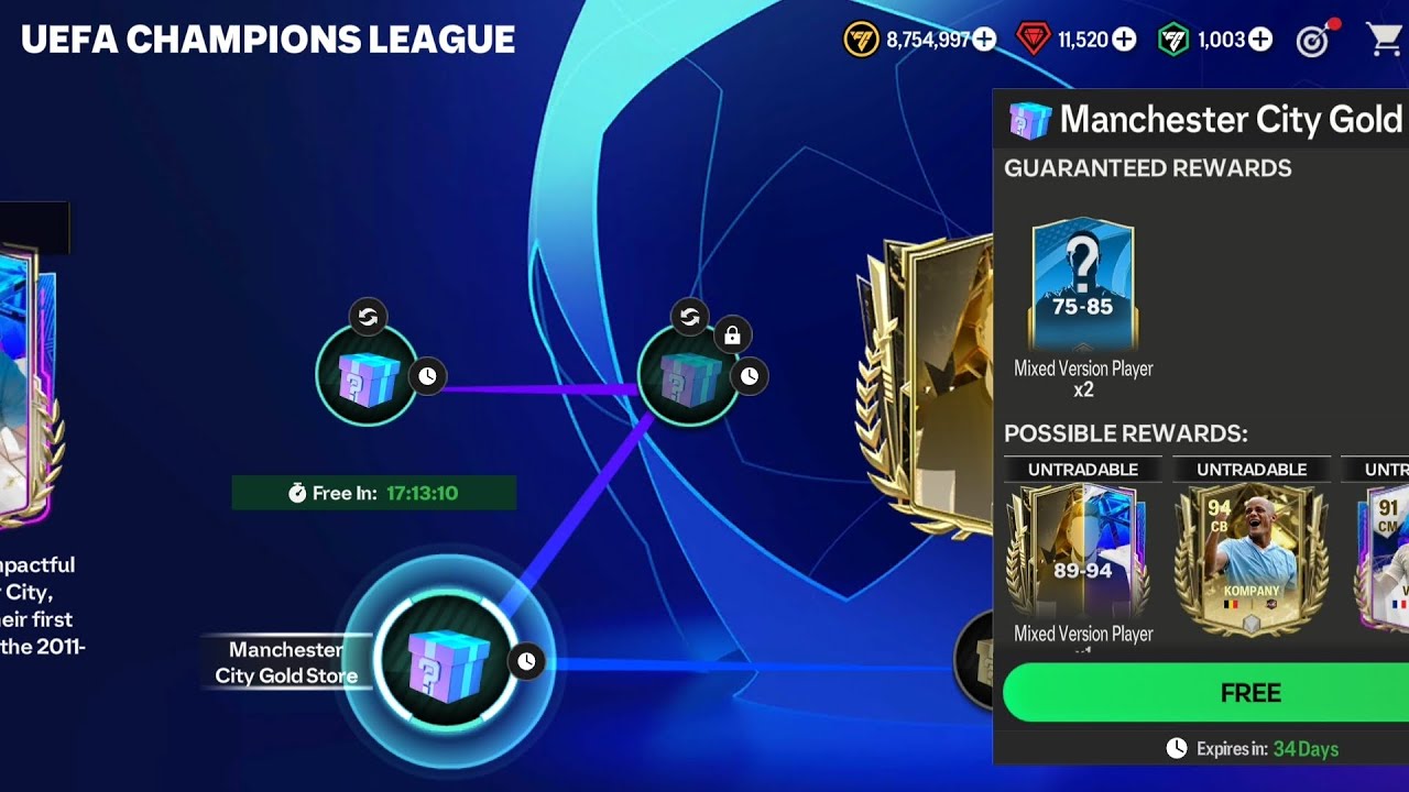 FC MOBİLE 24 UCL LEGEND CLUBS MAN. CİTY 1.GOLD STORE PACK OPENİNG ...