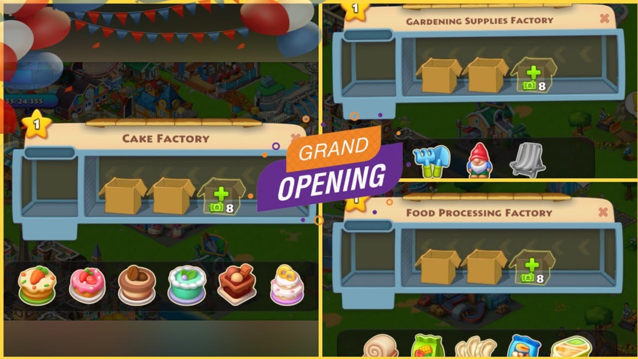 Township Opening 3 Factories | Cake Factory | Food Processing Factory ...
