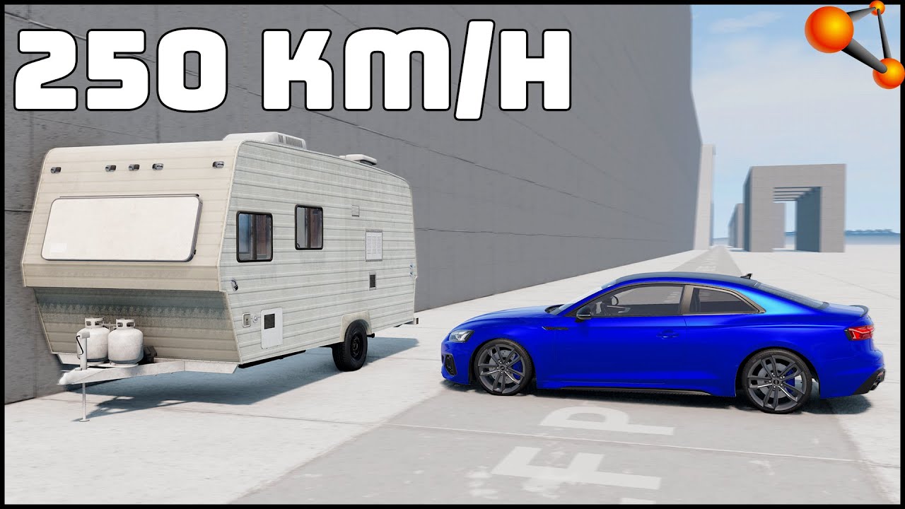 TRAVEL TRAILER vs AUDI RS5! 250 Km/H CRASH TEST! - BeamNg Drive - YouTube