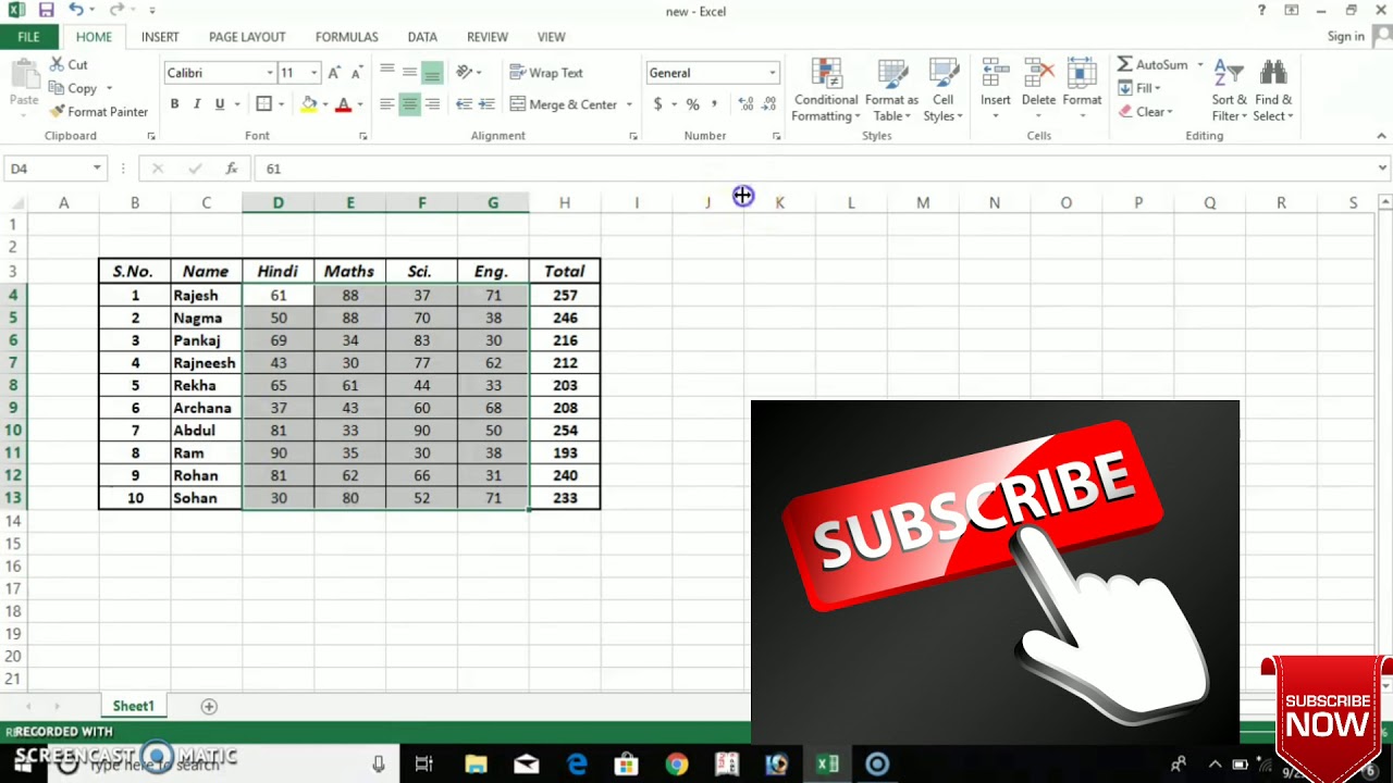 Excel home tab full tutorial in Hindi Part 2 - YouTube