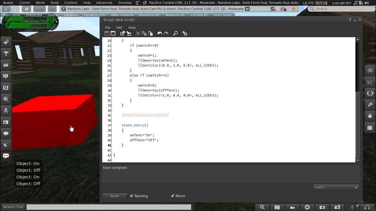 Second Life Scripting: Beginner 02 - Strings, Events & Script Structure - YouTube