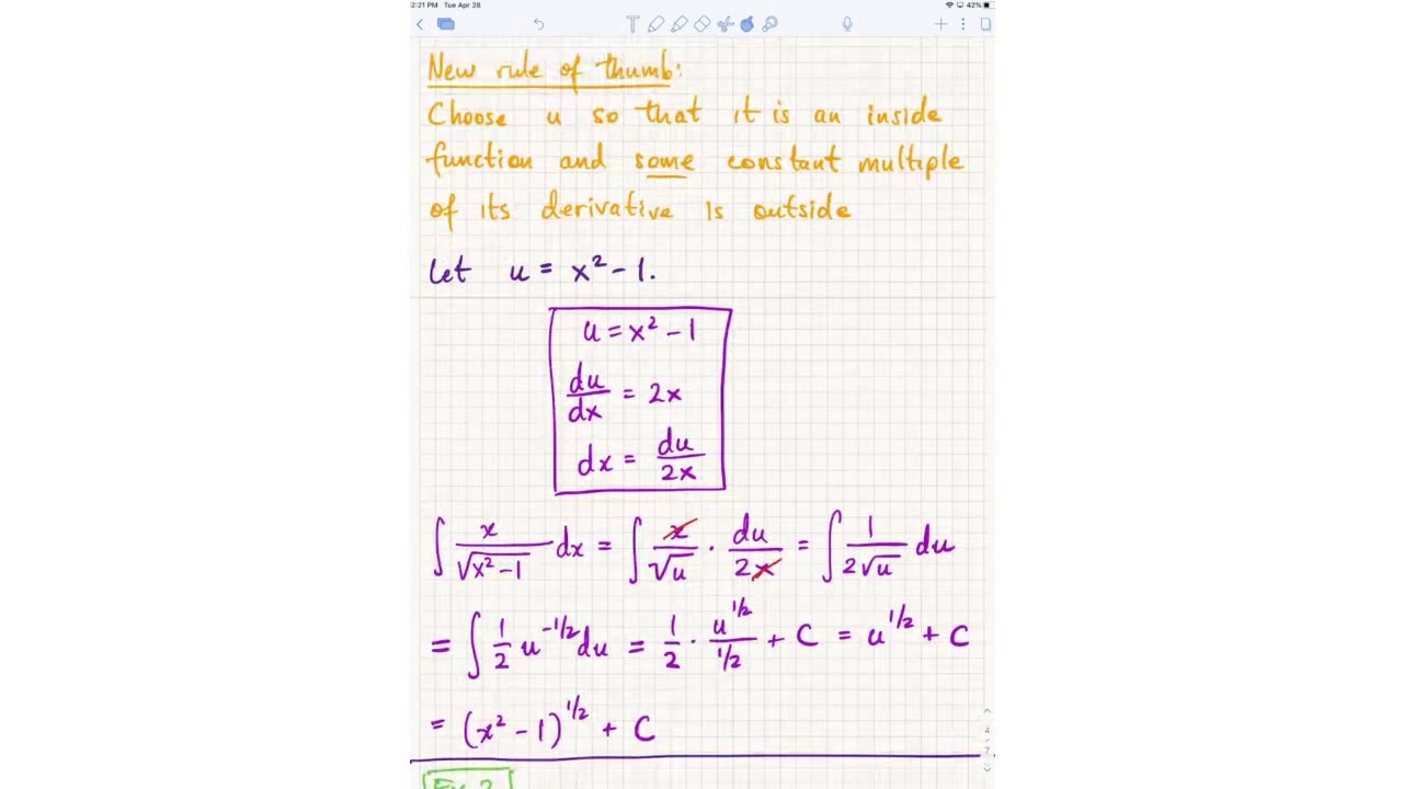 Math 135 Section 5.5... Antiderivative of tangent - YouTube