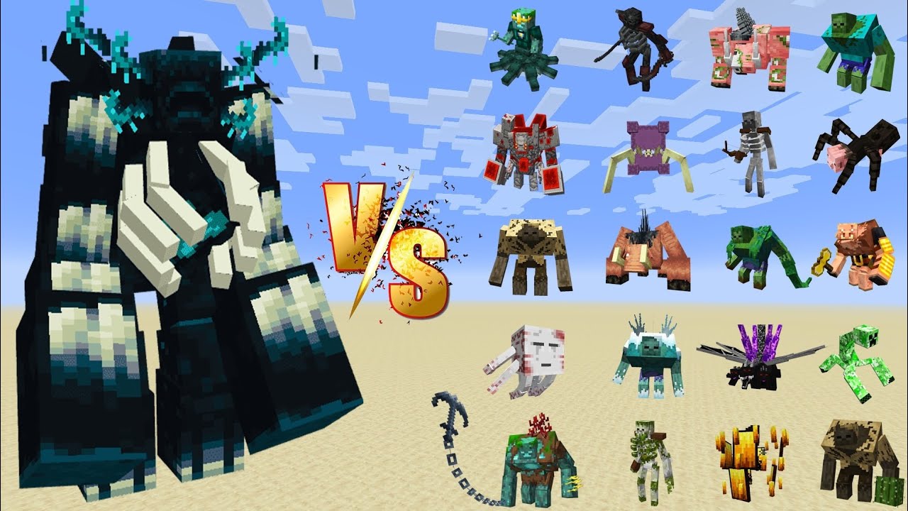 warden vs all mutant bosses minecraft mobs battle - YouTube