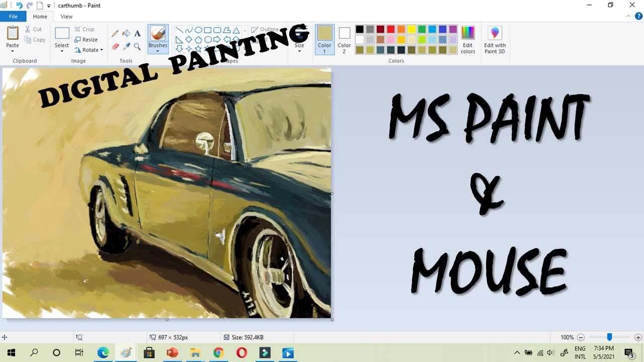 Simple Car Painting in Ms Paint - YouTube