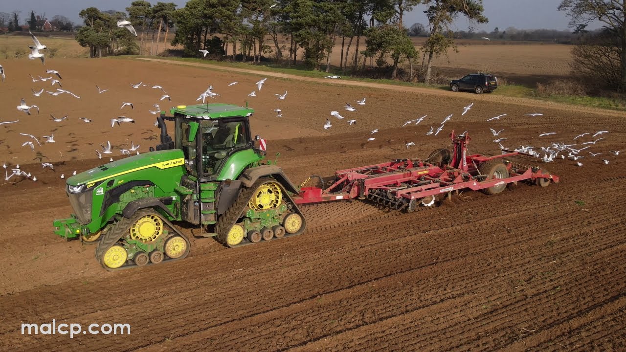 4k John Deere 8RX 370 & a Keeble Brothers Progressive cultivator ...