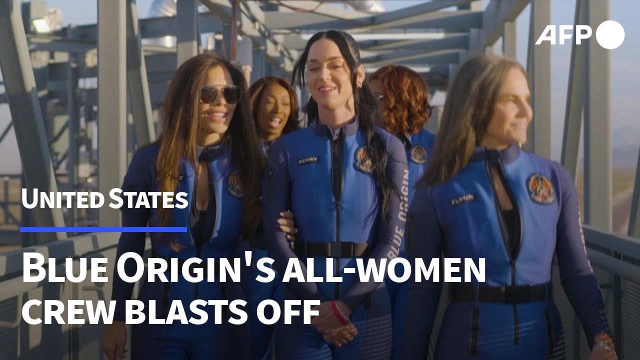 Katy Perry and fellow all-women crew members before and after Blue ...
