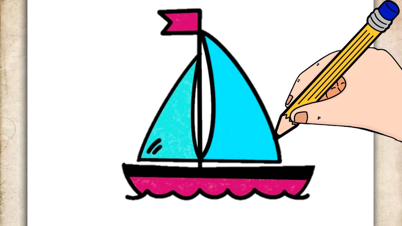 How To Draw Sailboat ⛵️ | Easy Sailboat Drawing And Colouring - YouTube