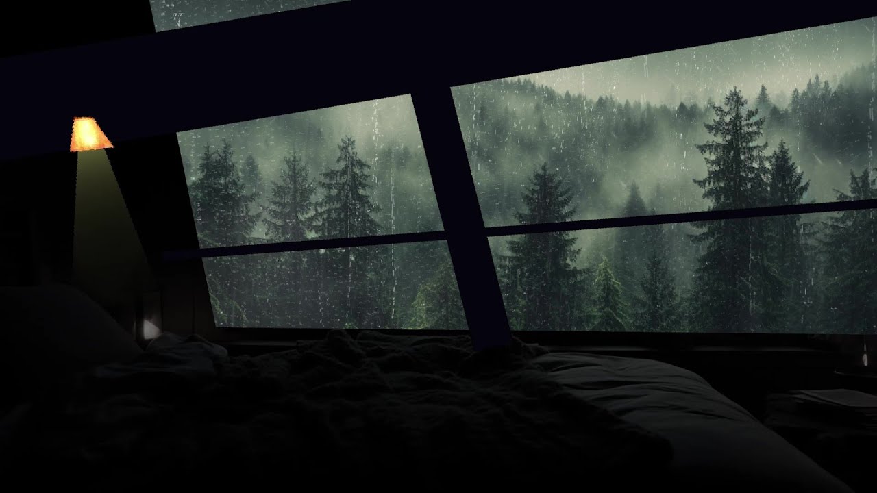 IMPROVE SLEEP: the sound of heavy rain outside the window on a dark ...