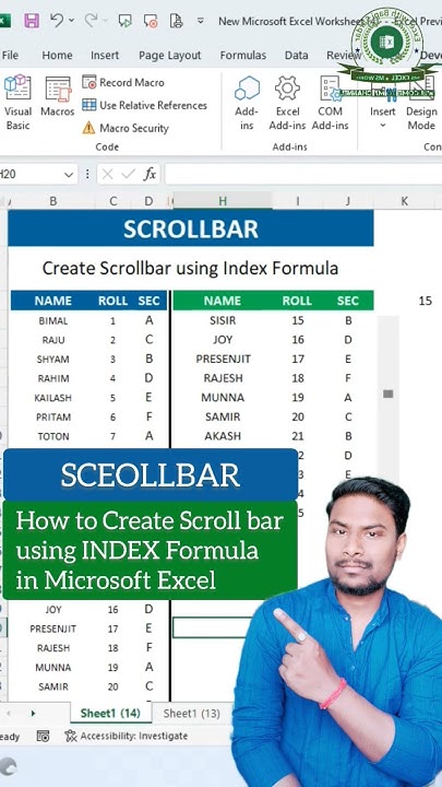 Scroll bar 👉 How to create scroll bar using INDEX formula in Microsoft Excel #shorts #exceltips ...