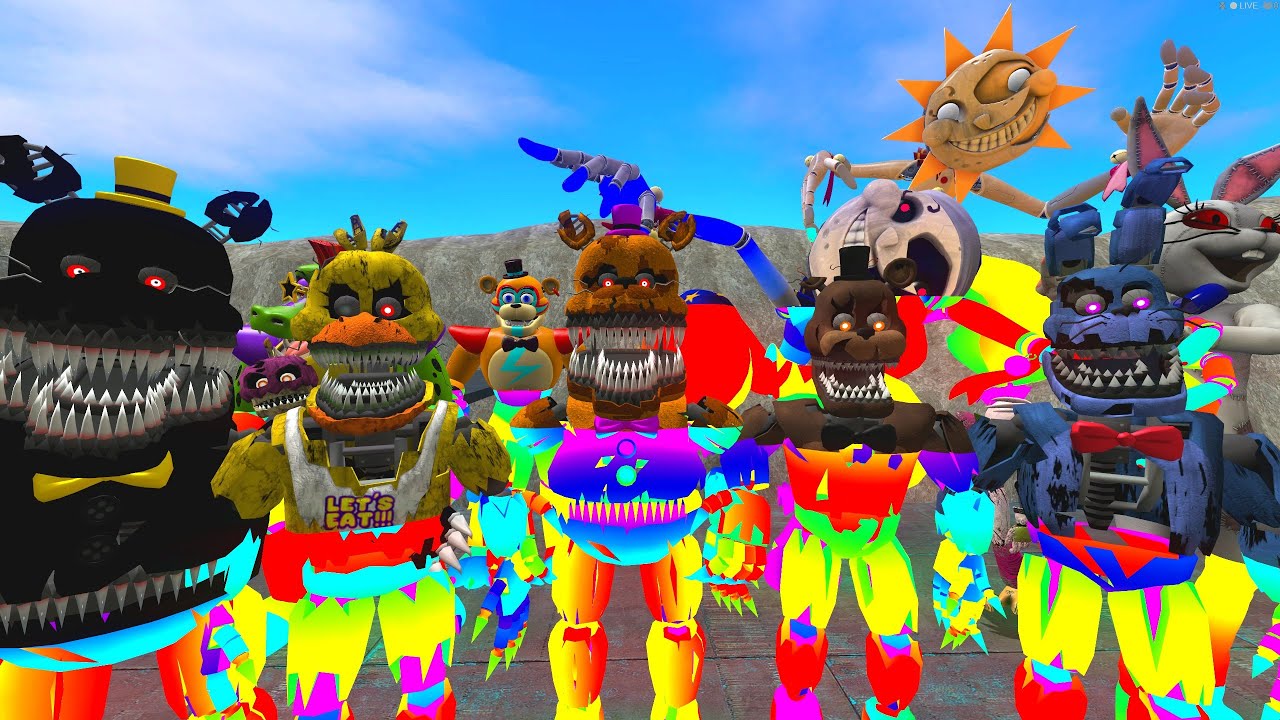 DAMAGE ALL SKITTLES GLAMROCK ANIMATRONICS In Garry's Mod! Five Nights ...
