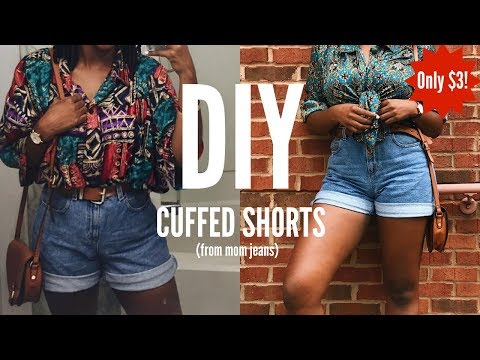DIY | HOW TO MAKE 90s HIGH WAISTED CUFFED SHORTS FROM MOM JEANS | SUPER EASY TUTORIAL KIITANA