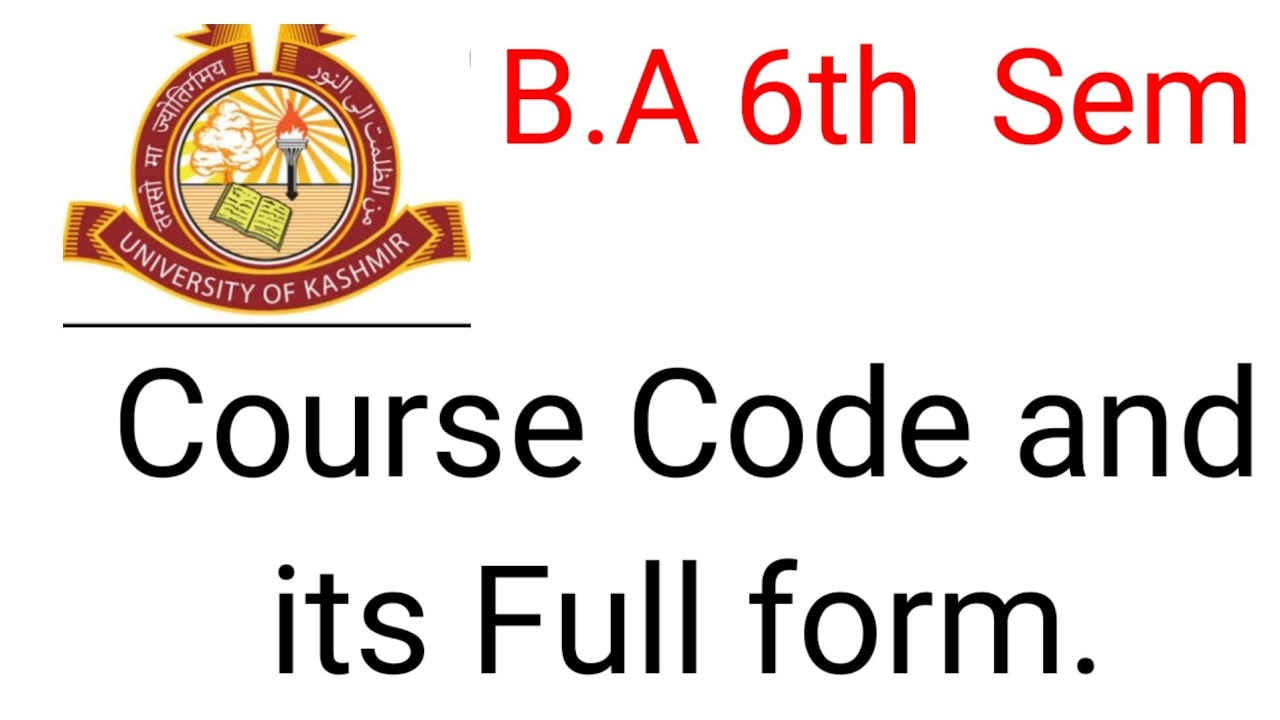 B.A 6th Sem Course Code /Its Full Form/ - YouTube