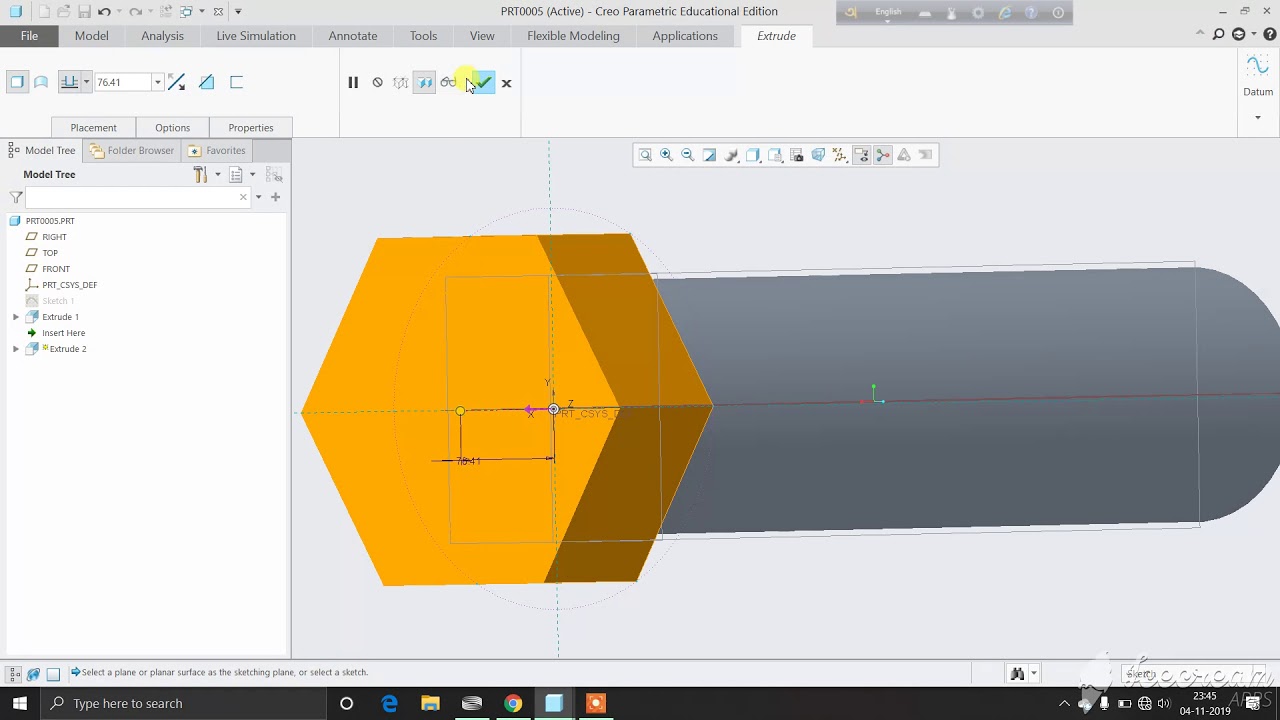 Creo 5.0 tutorial 8. || how to make a thread || how to make a nat - YouTube