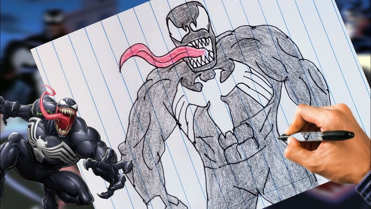 رسم فينوم بالخطوات / How to draw Venom - YouTube