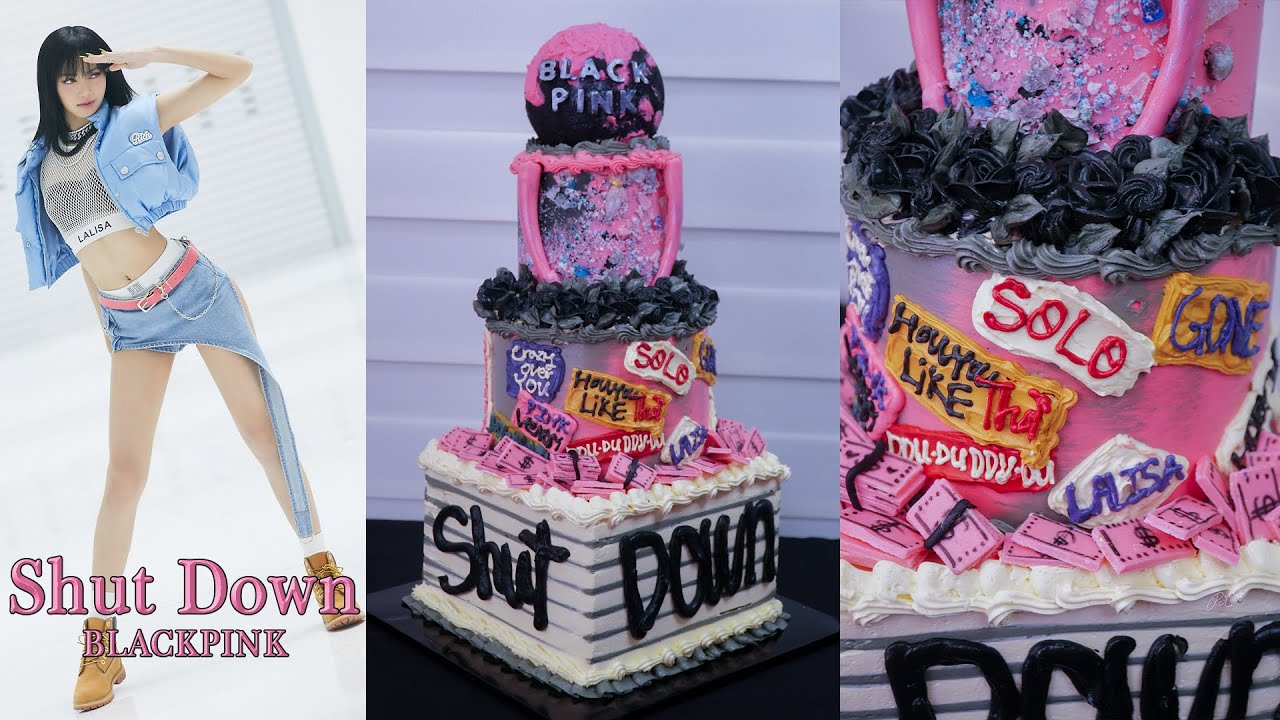 [파유유니버스]간판 내리고 문 잠가 shut down 🖤블랙핑크 "Shut Down" 케이크 만들기!💖 / Black Pink ...