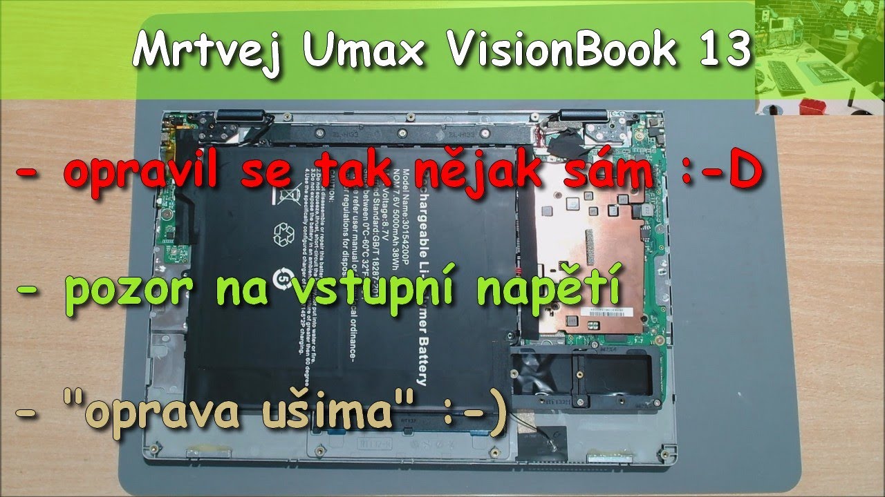 Umax Visionbook 13WG Flex aneb jak se věci opravují sami - YouTube