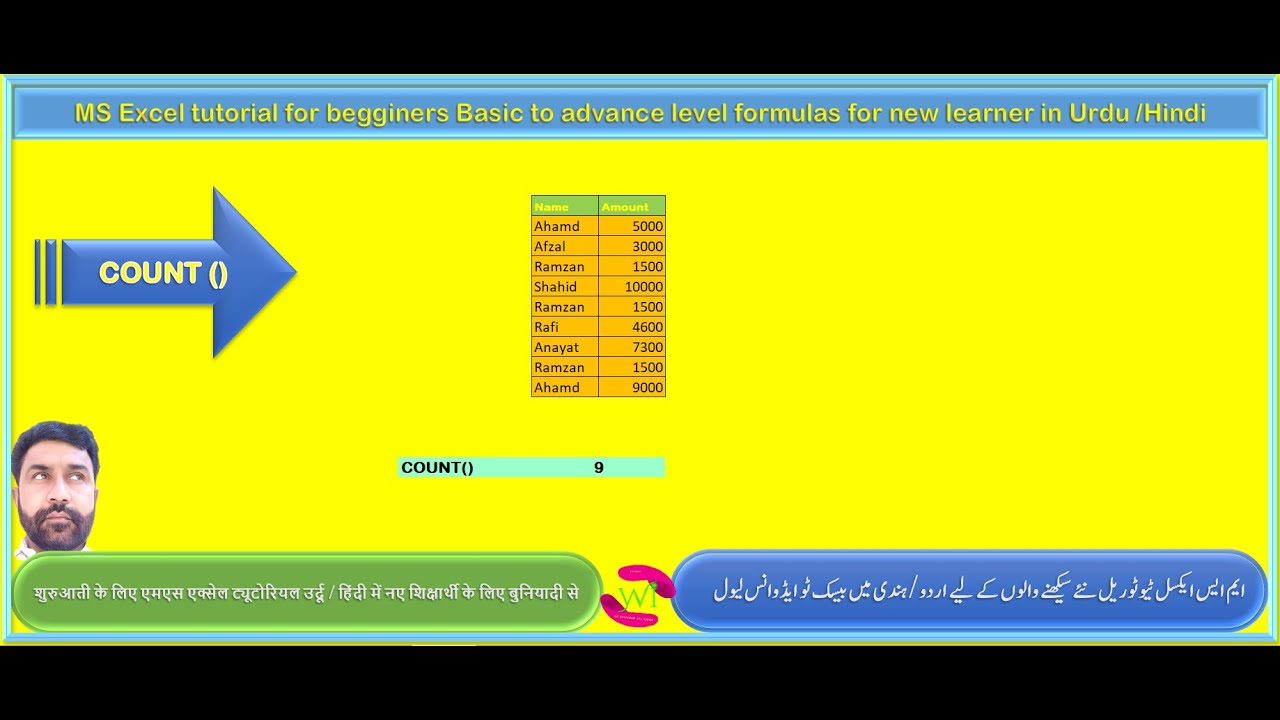 How To Use COUNT Function In MS Excel urdu Hindi YouTube How To Use COUNT Function In MS Excel urdu Hindi YouTube