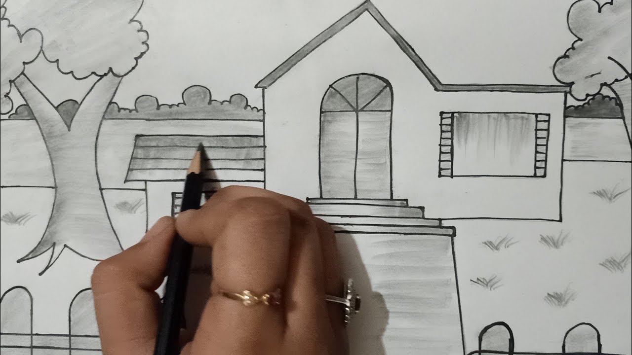 How to draw a scenery drawing land scape step by step//sahithi all in ...