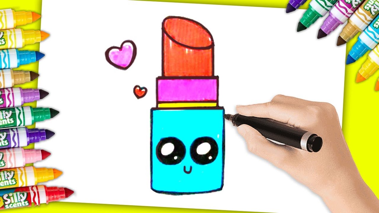how to draw lipstick for children's | cute lipstick drawing | lipstick ...