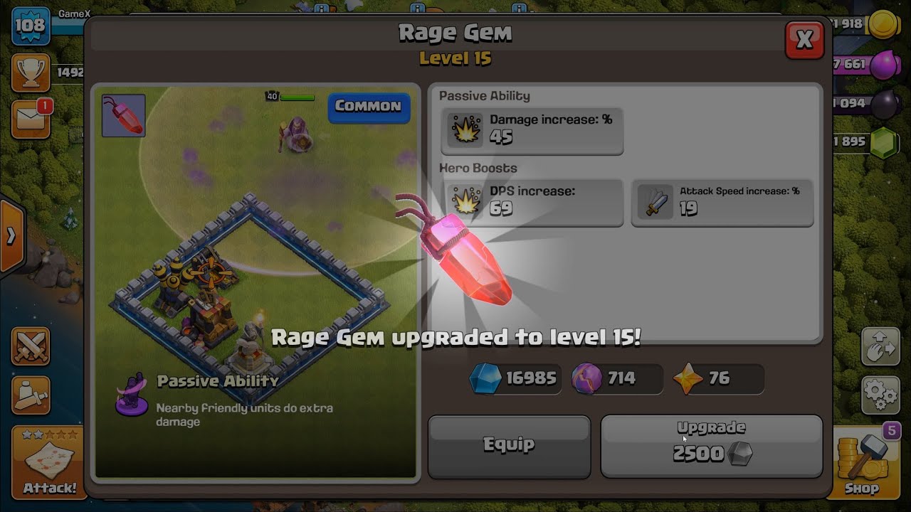 Upgraded Rage Gem to level 15 - Clash of Clans - YouTube