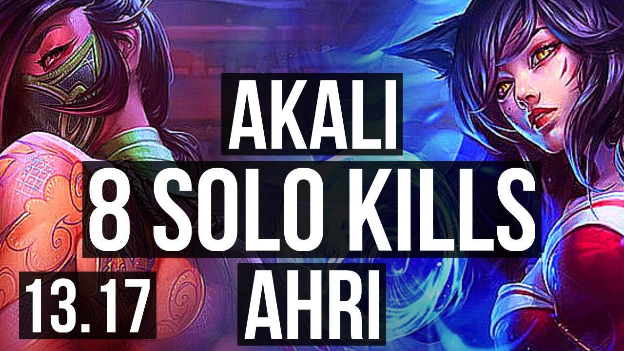 AKALI vs AHRI (MID) | 8 solo kills, 1.7M mastery, Legendary, 16/3/5 ...