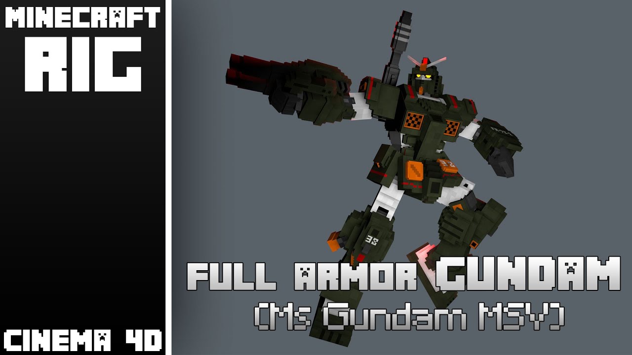 Minecraft Full Armor Gundam Rig (Ms Gundam MSV) (C4D) - YouTube