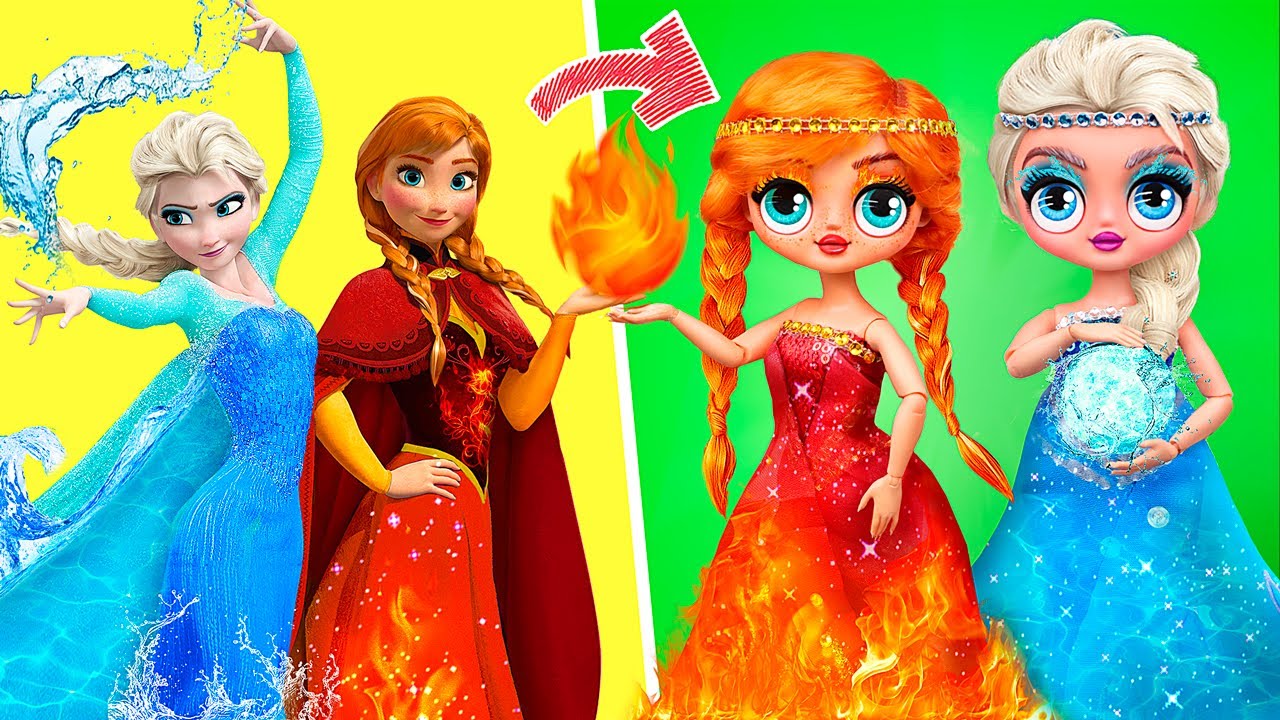 Elsa e Anna: Água vs Fogo / 30 DIYs Frozen LOL OMG - YouTube