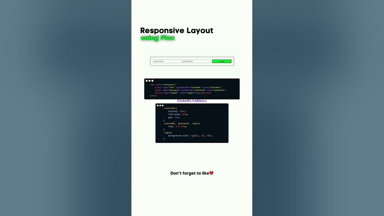 Responsive Layout Using Flex Html Css Shortsvideo Webdevelopment Developers Webdesign