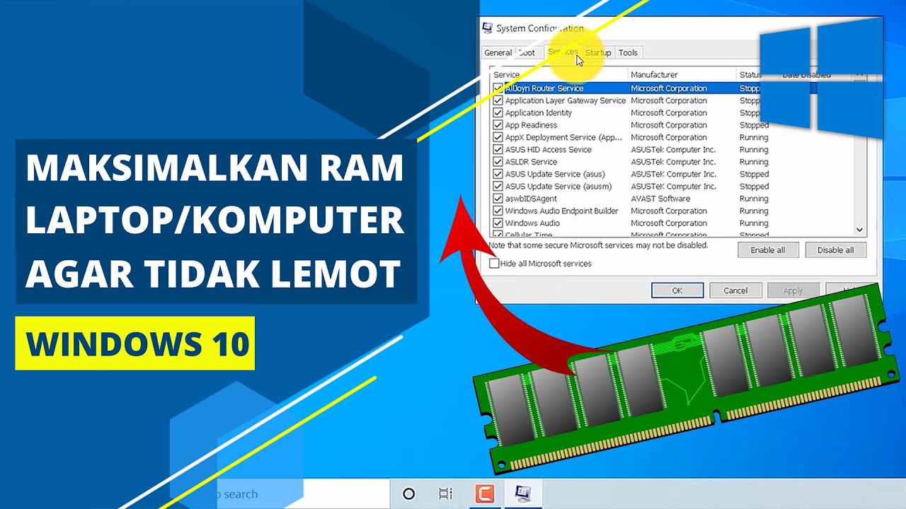 Cara Memaksimalkan RAM Laptop atau Komputer di Windows 10 - YouTube