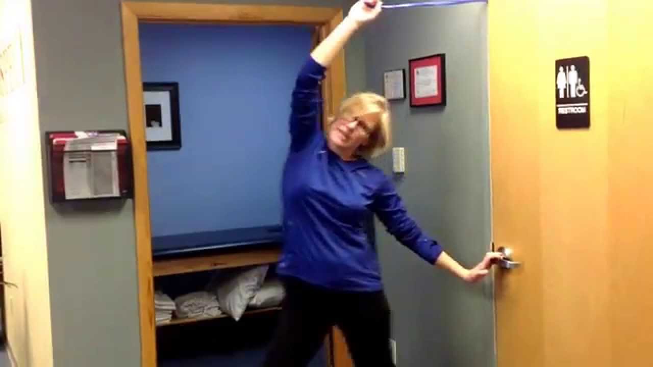 Overhead band stretch - YouTube