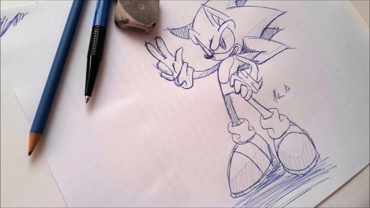 How I draw Sonic on paper - YouTube