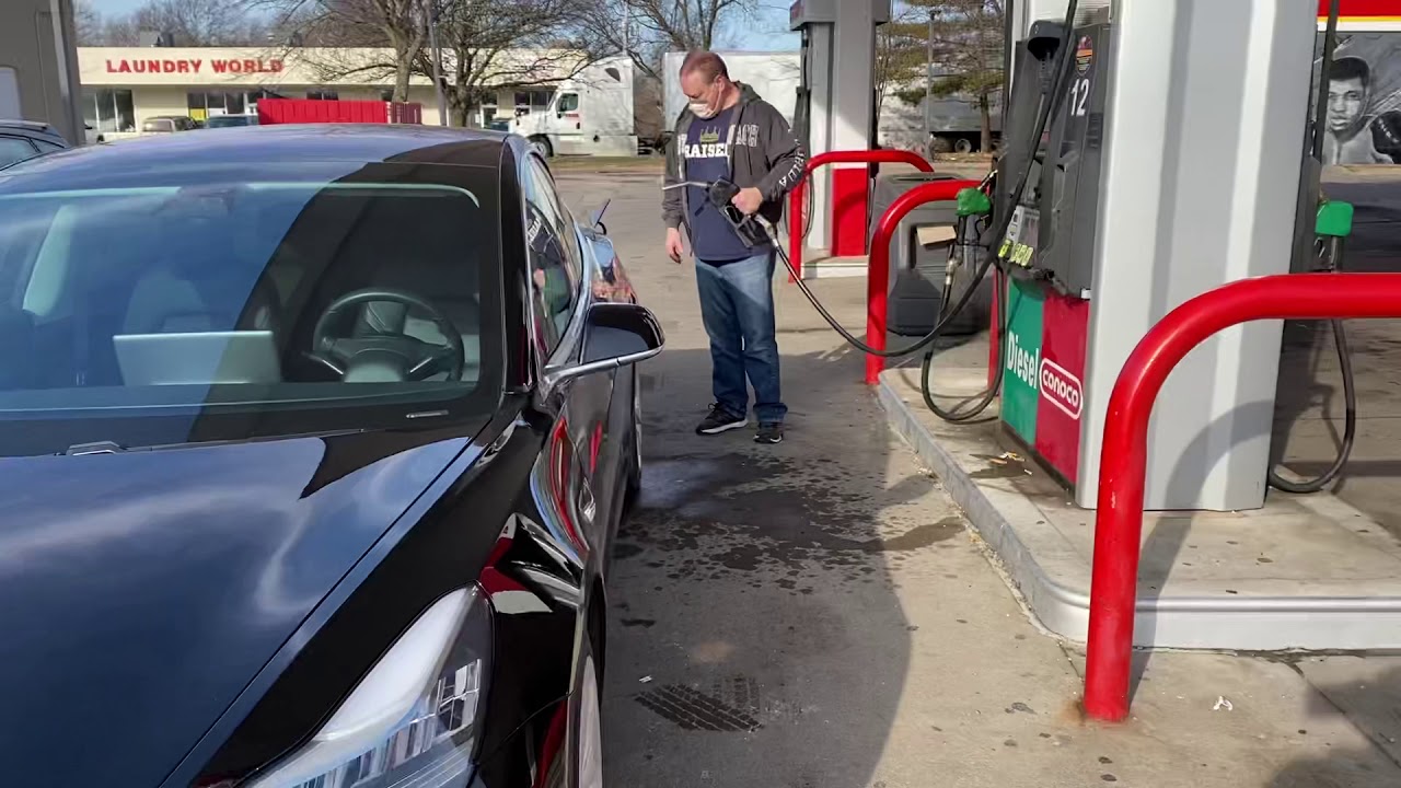 Tesla at Gas Station - YouTube
