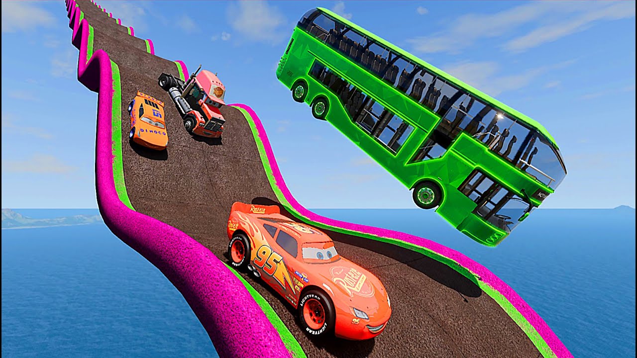 Pixar Cars Steep Descent Wavy Road Lightning McQueen The King Cruz ...