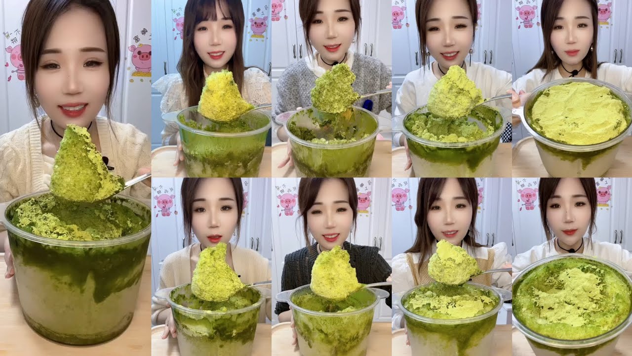 YY CRISPY DRY MATCHA / SHAVED HEAVY MATCHA ICE EATING - YouTube