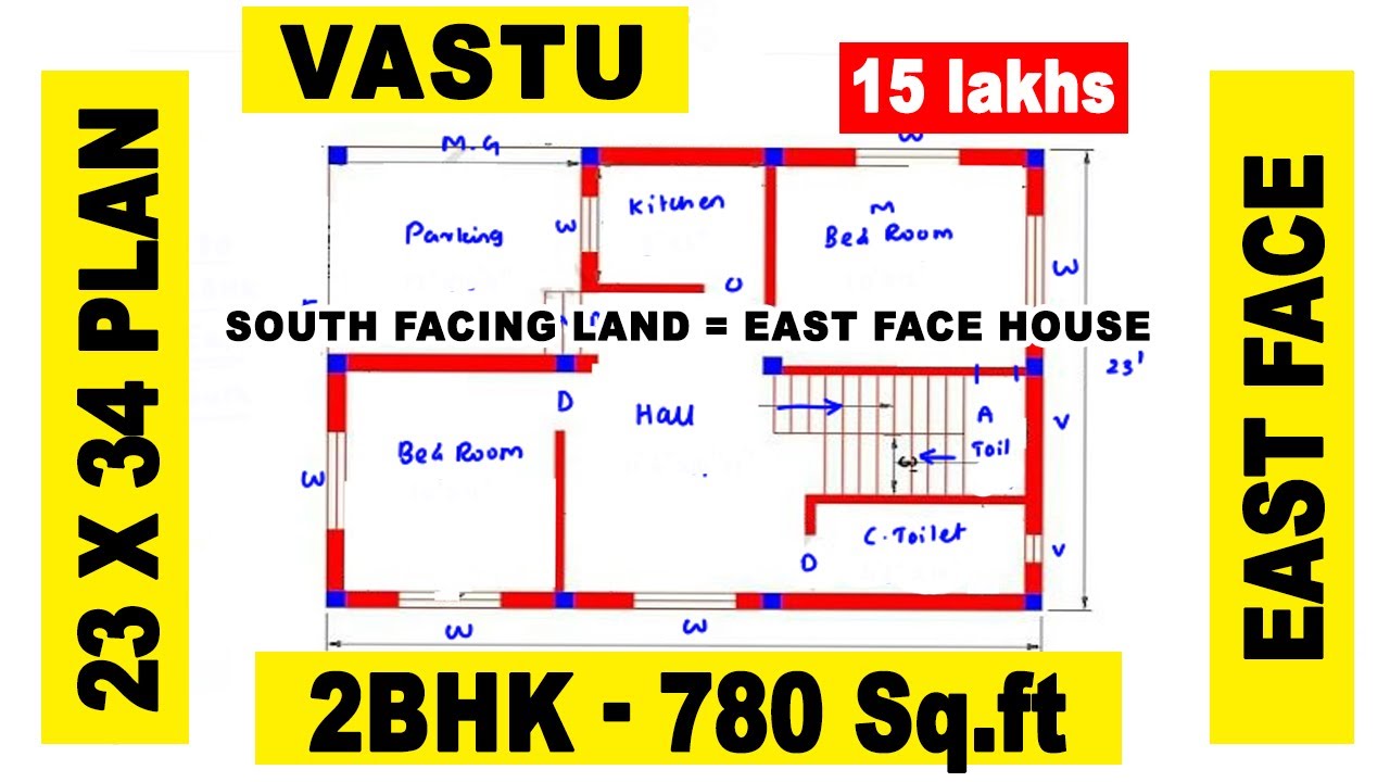23 x 34 small house design, 780 Sq.ft house plan, 1.8 cent house plan ...