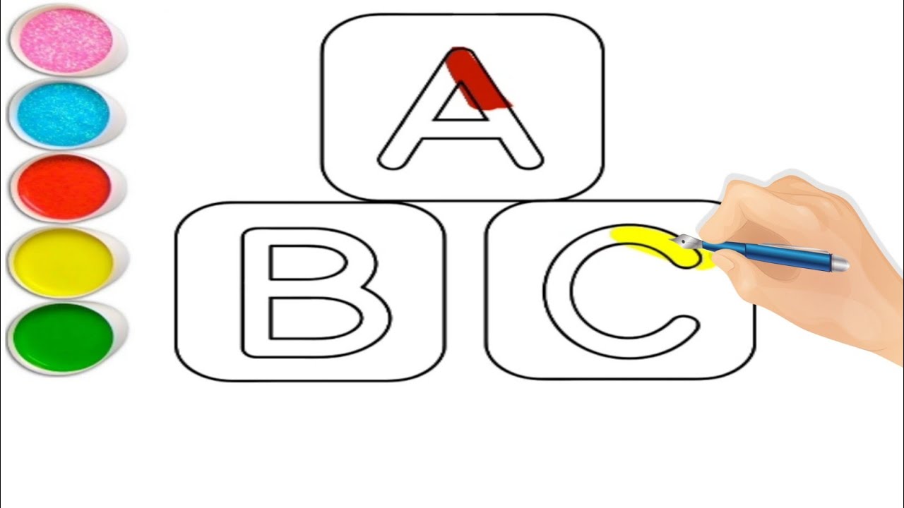 ABC‼️Mari kita belajar menggambar dan mewarnai huruf alfabet balok ...