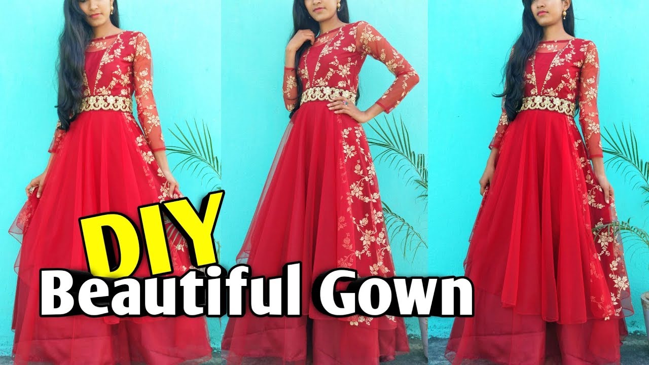 How to make beautiful net gown at home (DIY) Part-1 | हिंदी में | K ...