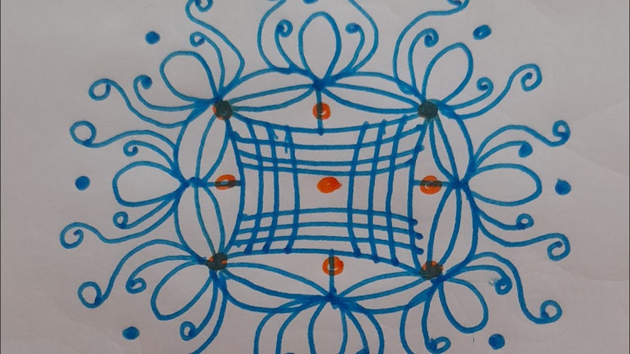Friday easy and small kolam/Three dots kolam,3-3 dots kolam ( straight ...