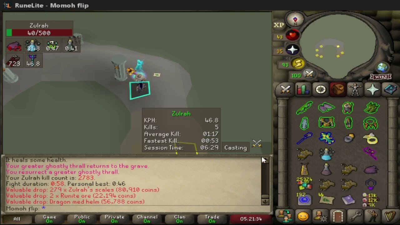 OSRS efficient Zulrah trip with Tumeken's Shadow/Masori Armor/Tbow(42 ...