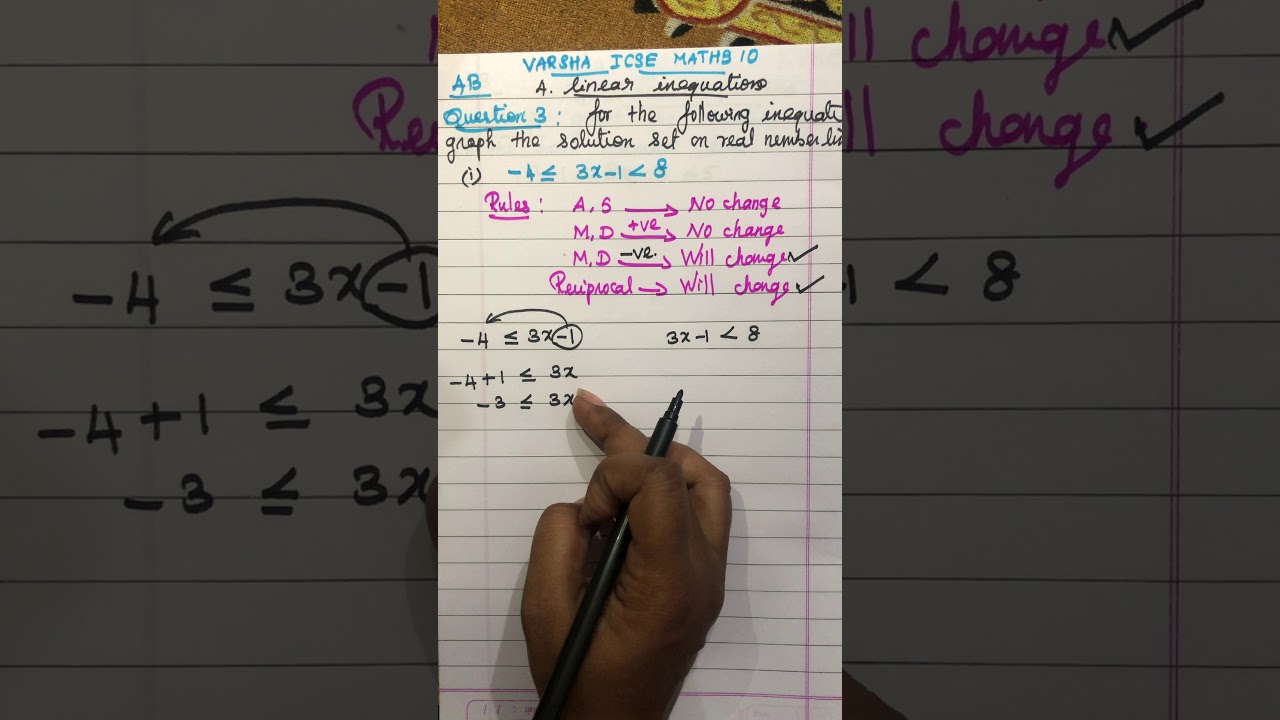 Icse Maths 10linear Inequations Exercise 4bq3 Youtube
