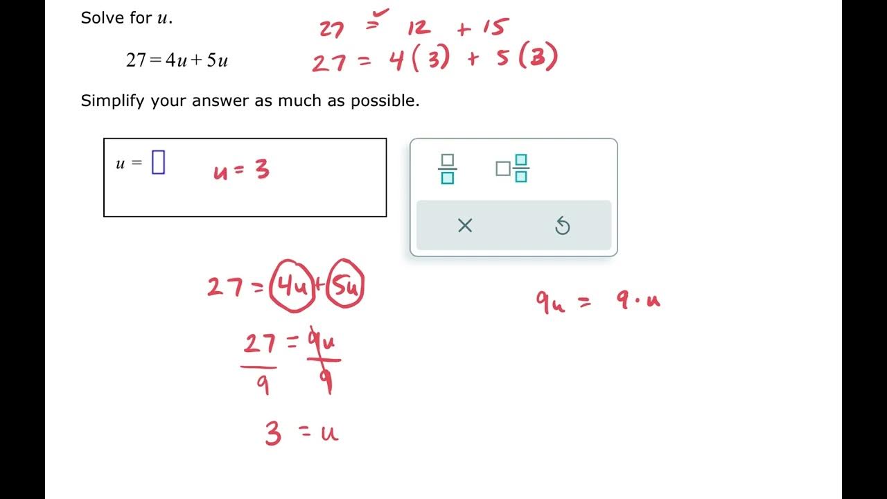 Introduction to solving an equation with variables on the same side (ALEKS examples) - YouTube