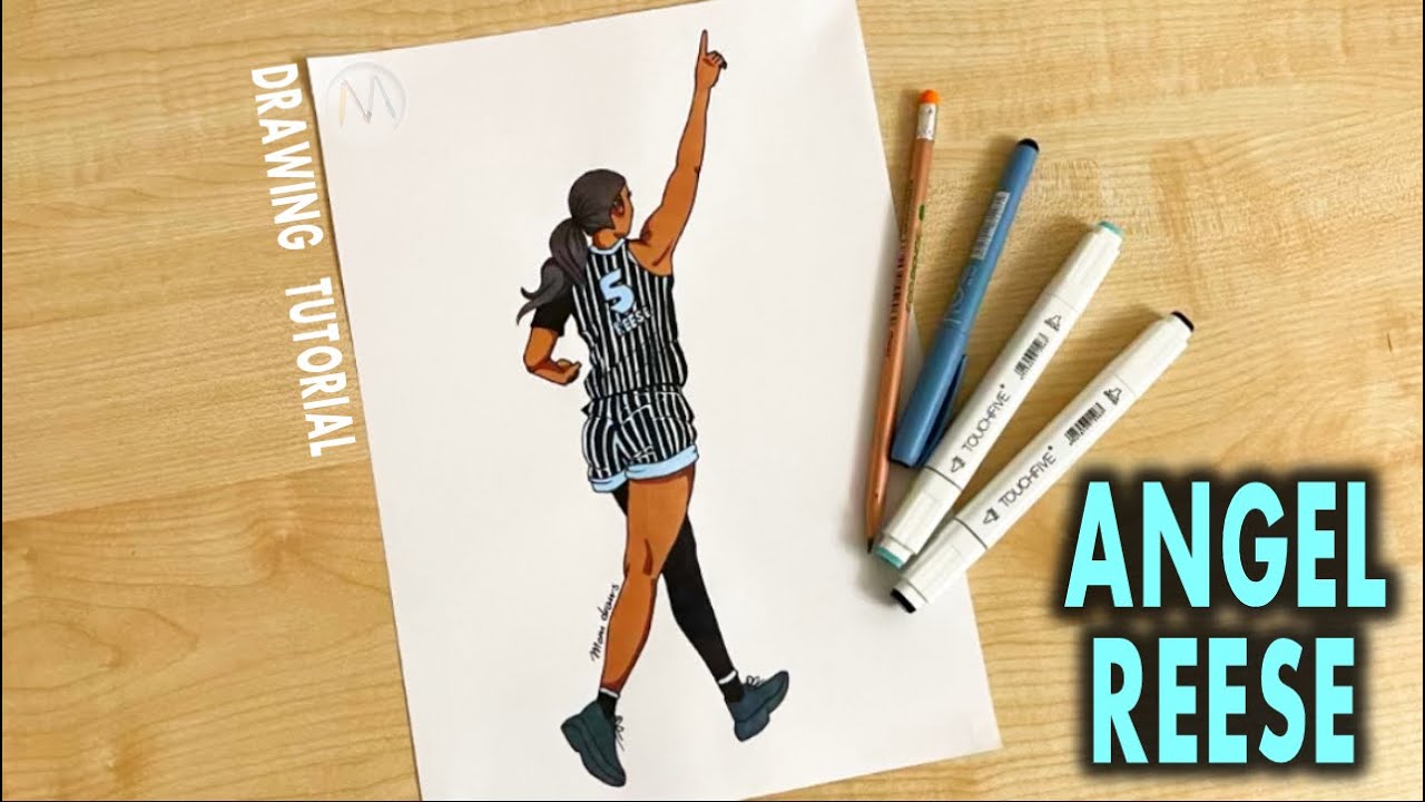 How to draw WNBA players / Angel Reese / Chicago Sky / WNBA / Bayou ...
