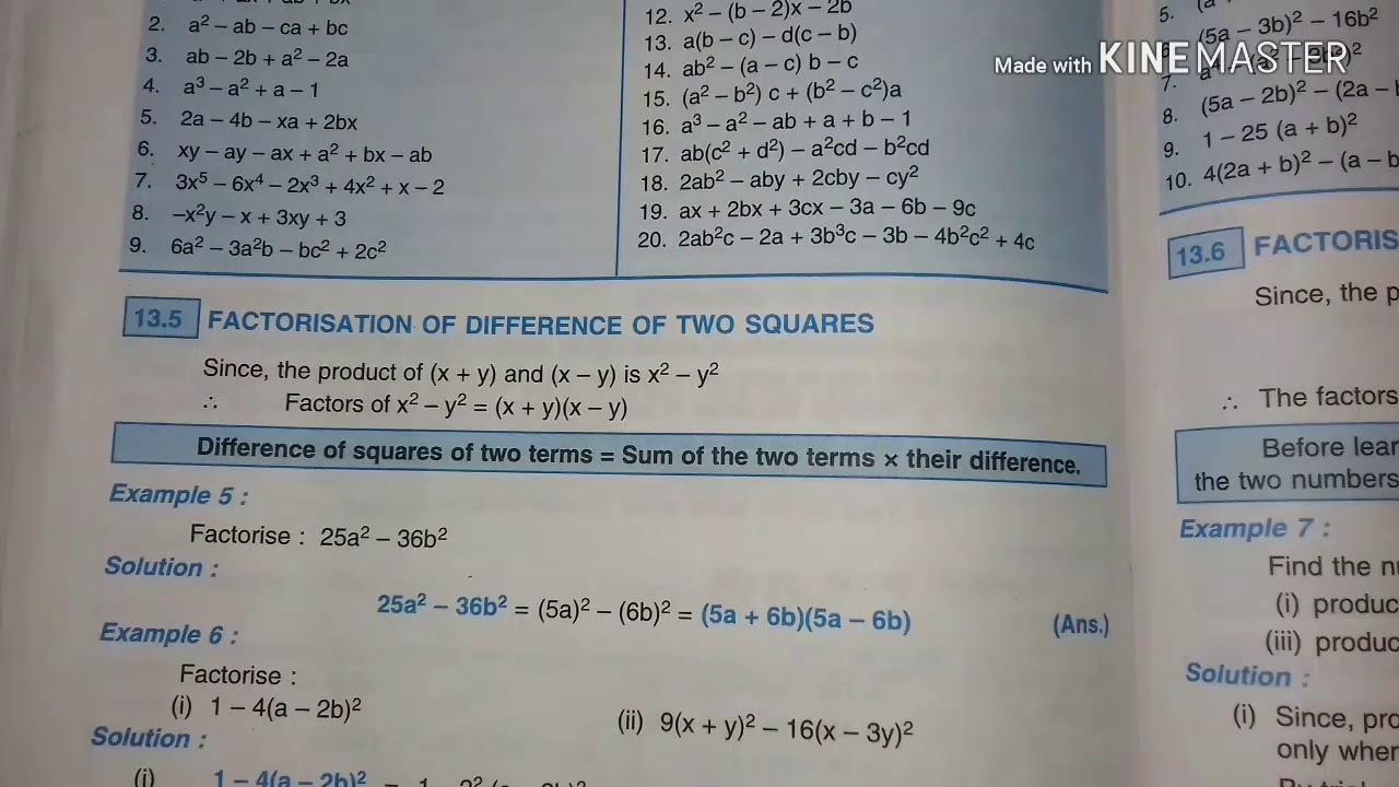 FACTORISATION PART III ICSE 8TH STD - YouTube