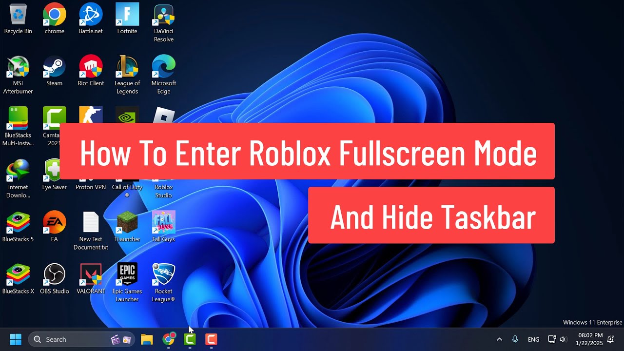 How To Enter Roblox Fullscreen Mode And Hide Taskbar (2025) - YouTube