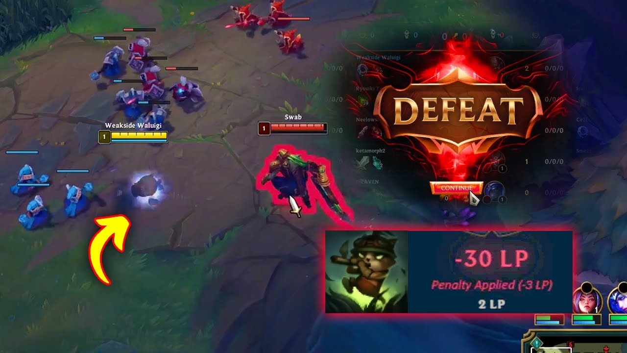 Teemo Passive Triggers AFK mode/Remake Option (-30 LP) - YouTube