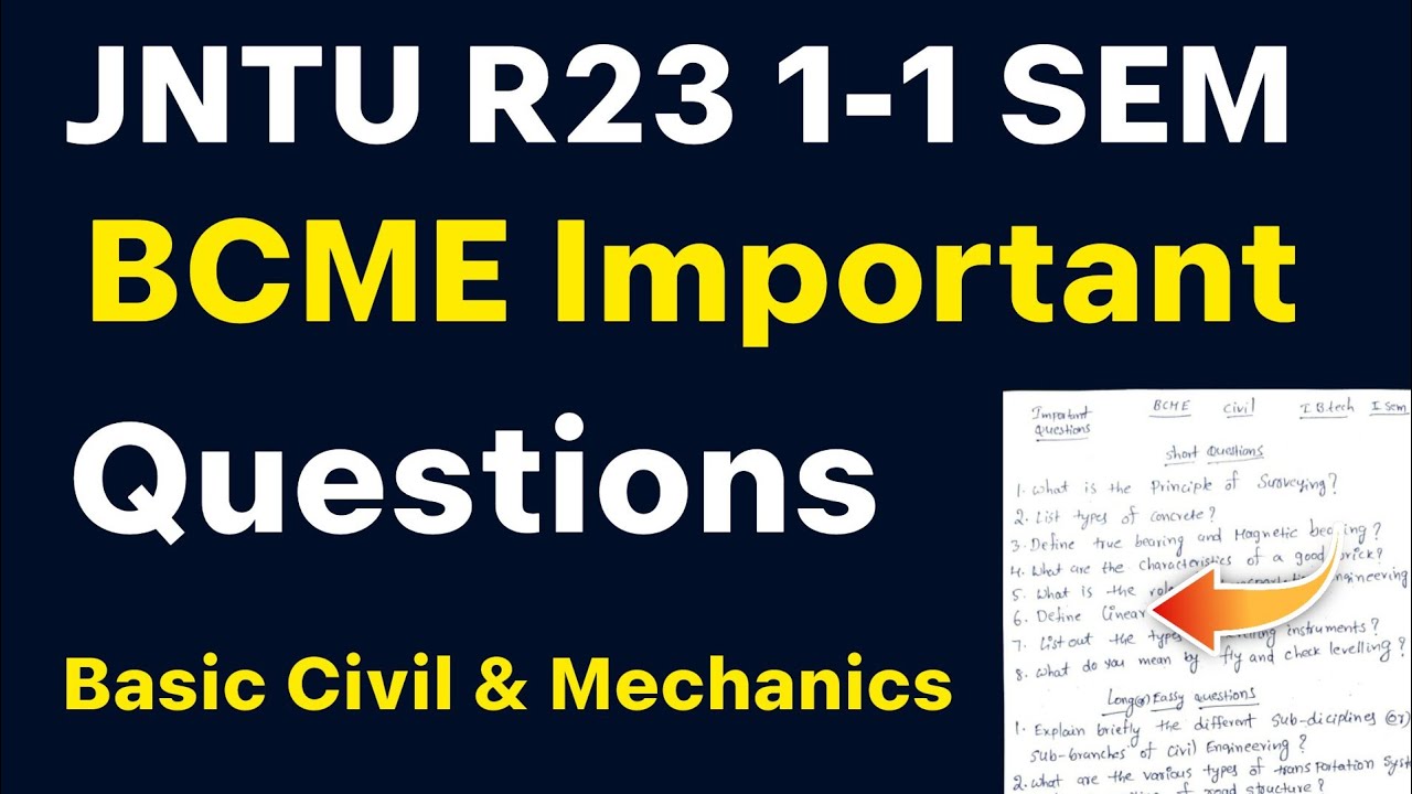 basic civil and mechanics important questions r23 jntu bcme jntuk ...